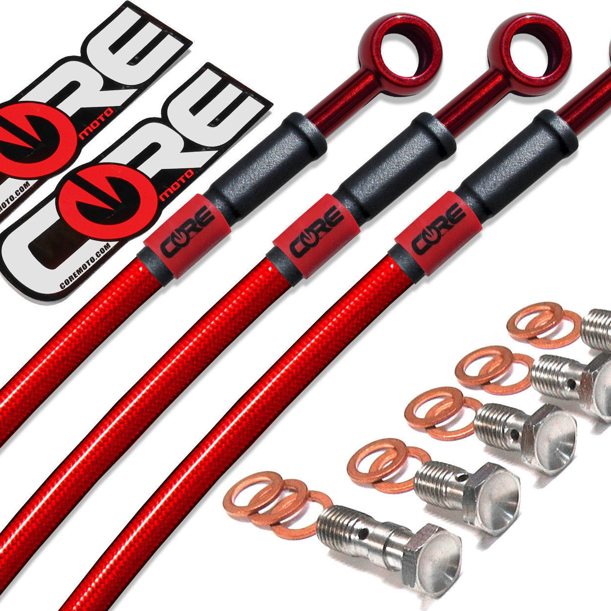 Yamaha FZ1 Faired 2001-2005 Front Rear Brake Lines Translucent Red ...